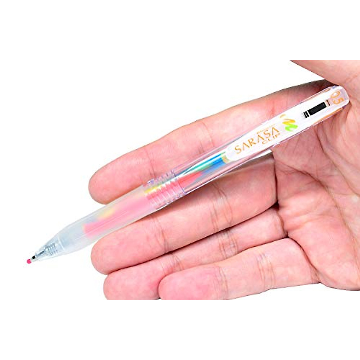 Zebra Sarasa Clip 0.5 Retractable Gel Ink Pen, Rubber Grip, 0.5 mm, Marble Colors, 5 Color Ink, Sticky Notes Value Set