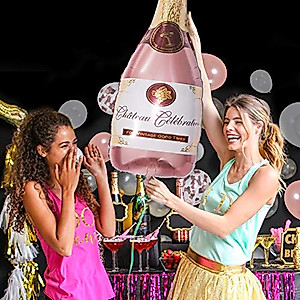 Champagne Bottle Balloon Kit, 40" Champagne Wine Bottle Rose Gold Balloon and 70PCS Balloons Garland Arch Kit Rose Gold Confetti Balloons for Wedding Birthday Bachelorette Bridal Shower Party Decorations