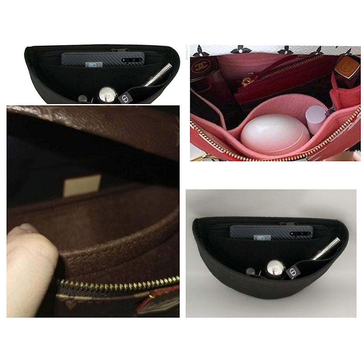 Purse Organizer Insert for Waistpack Inner Sleeve BUMBAG Lining Bag Storage Bag2047Dark brown