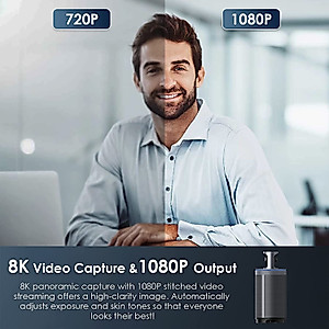 NexiGo Meeting 360, 8K Captured AI-Powered Framing & Speaker Tracking, 1080p HD 360-Degree Smart AIO Video Conference Camera, 8 Noise-Cancelling Microphones, and Speaker