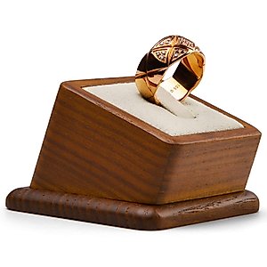 Oirlv Solid Wood Ring Holder,Square Single Ring Display Stand,Showcase Jewelry Display Bear