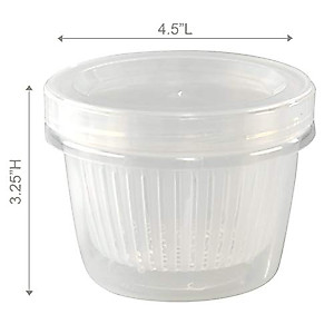 HOME-X Clear Plastic Storage Container with Removable Strainer and Lid, Small Food Storage Container, 1-Cup Capacity, 4 ½” L x 3 ½” W x 3 ¼” H, Opaque