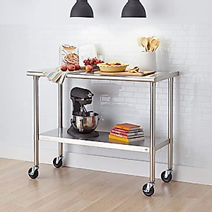 TRINITY EcoStorage NSF Stainless Steel Table with Wheels, 48-Inch