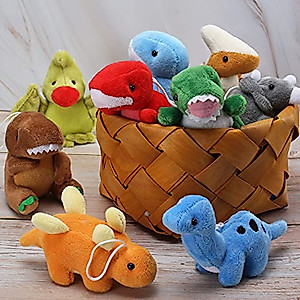 16 Pack Plush Dinosaurs Bulk, Mini Dinosaur Figures Assortment Keychain Toy, Soft Dino Stuffed Animal Set Gifts for Kids, Easter Basket Stuffers, Goody Bag Filler, Doll Machine, Toddler Party Favors