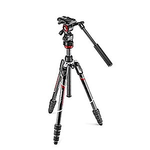Manfrotto MVKBFRTC-LIVEUS Befree Live Carbon Fiber Video Tripod Kit with Fluid Head, M-Lock Twist Leg Locks, Black