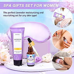 Spa Gifts for Women,Birthday Gifts for Women,Purple Gifts for Women,Gifts for Her Girlfriend Mom Sister,Care Package Gift Set,14Pcs Lavender Scent Home Spa Relaxing Gift Box Basket with Wine Tumbler