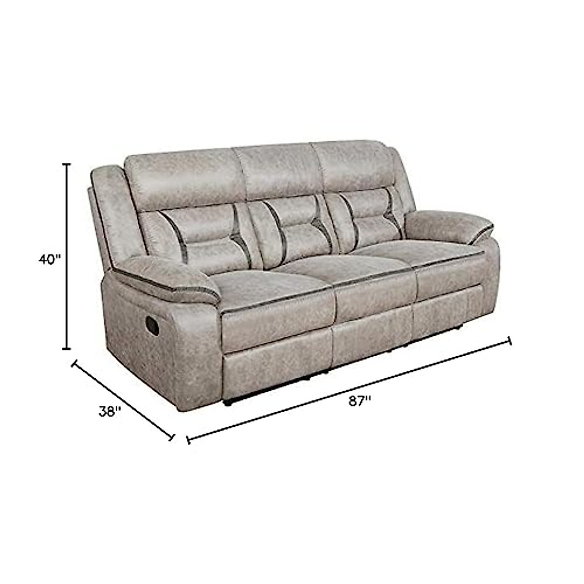 Coaster Greer Upholstered Motion Reclining Sofa, Taupe