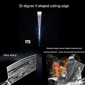 Theexecva Meat Cleaver, 7" Chinese Chef’s Knife Vegetable Cleaver German High Carbon Stainless Steel Kitchen Knife With Ergonomic Handle for Cooking (Meat knife)