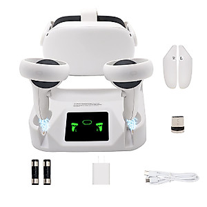 VR Charging Station for Oculus Quest 2/Meta Quest 2,Ysokk Magnetic Charging Dock with 2 Rechargeable Batteries/USB-C Charger and Cable