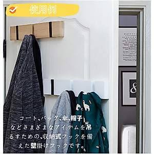 3 Hook Coat Rack Wall Mounted Folding Hanging Clothes Rack Wooden Coat Hanger Hooks Modern Key Hanger Space-Saving Design for Door Entryway Office (White)