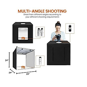 HitTopss Photo Studio Light Box for Photography, 24"x24"x24" Professional LightBox Shooting Tent Kit with 6 Color Backdrops for Jewelry and Product Photography