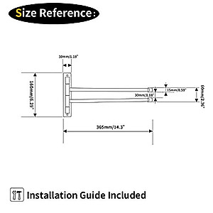 GERZWY Bathroom Swing Arm Towel Bars 2-Arm Wall Mount Stainless Steel Bath Towel Rack Hanger Towel Holder Organizer Matte Black HYG02-BK