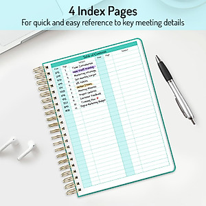 Forvencer Meeting Notebook for Work with Action Items, Project Planner Agenda Organizer for Note Taking, Office/Business Supplies for Women Men, 160 Pages, B5 Size (7"x10"), Purple