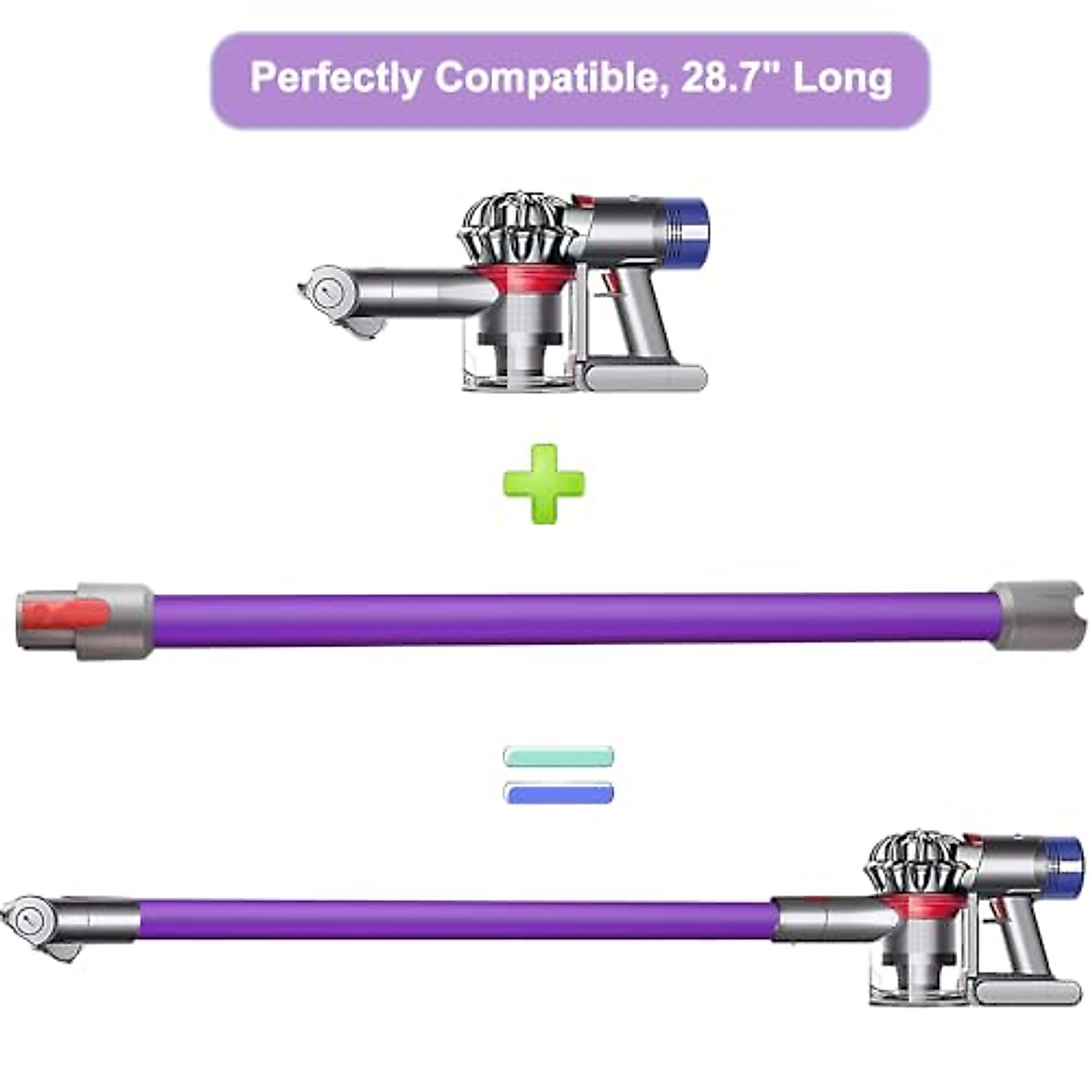 Qygba Replacement Wand Tube for Dyson Stick V15 V11 V10 V8 V7 Vacuum Parts, Extension Vacuum Replacement Parts, 28.7 In (Purple)