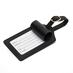 Luggage Tag PU Leather for Suitcase Baggage Handbag Travel Bag Label Suitcase Tag Suitcase Label Tag w. Name Card & Privacy Cover (A)