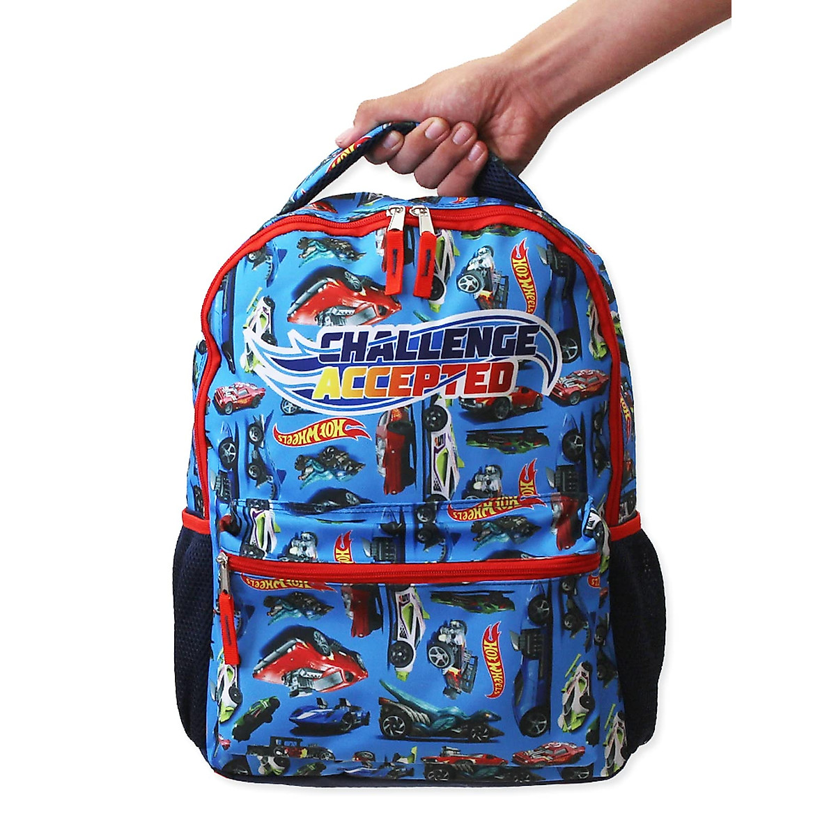 Hot Wheels Race Car Boys 16 Inch School Backpack (One Size, Blue)