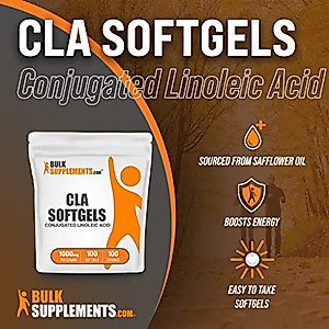 BULKSUPPLEMENTS.COM CLA Softgels (Conjugated Linoleic Acid) - CLA Supplements for Energy, 1000mg of CLA from Safflower Oil - 1 Softgel per Serving - 100-Day Supply (100 Softgels)