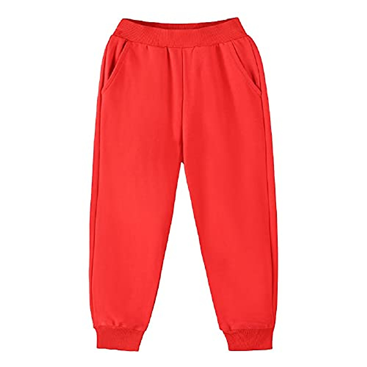 MSGRAY Girls Boys Sweatpants Toddler Baby Pants Red Kids Jogger 5T Solid Cotton Casual Pull On Active Playwear with Pockets Elastic