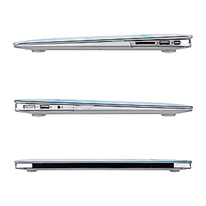 MOSISO Compatible with MacBook Air 13 inch Case (Models: A1369 & A1466, Older Version 2010-2017 Release), Plastic Cloud Marble Hard Shell Case & Keyboard Cover & Screen Protector, Hot Blue