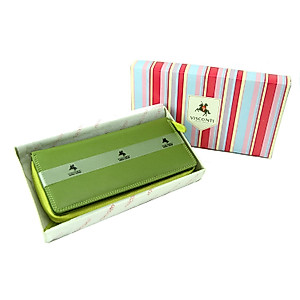 Visconti RB 55 Multi Colored Ladies Soft Leather Checkbook Wallet And Purse (Green/Yellow)
