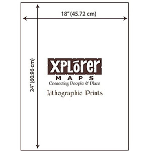 Xplorer Maps Maine State Hand-Drawn Map Poster - Authentic 18x24 Inch Vintage-Style Wall Art - Lithographic Print with Soy-Based Inks - Made In USA - Earth Tones