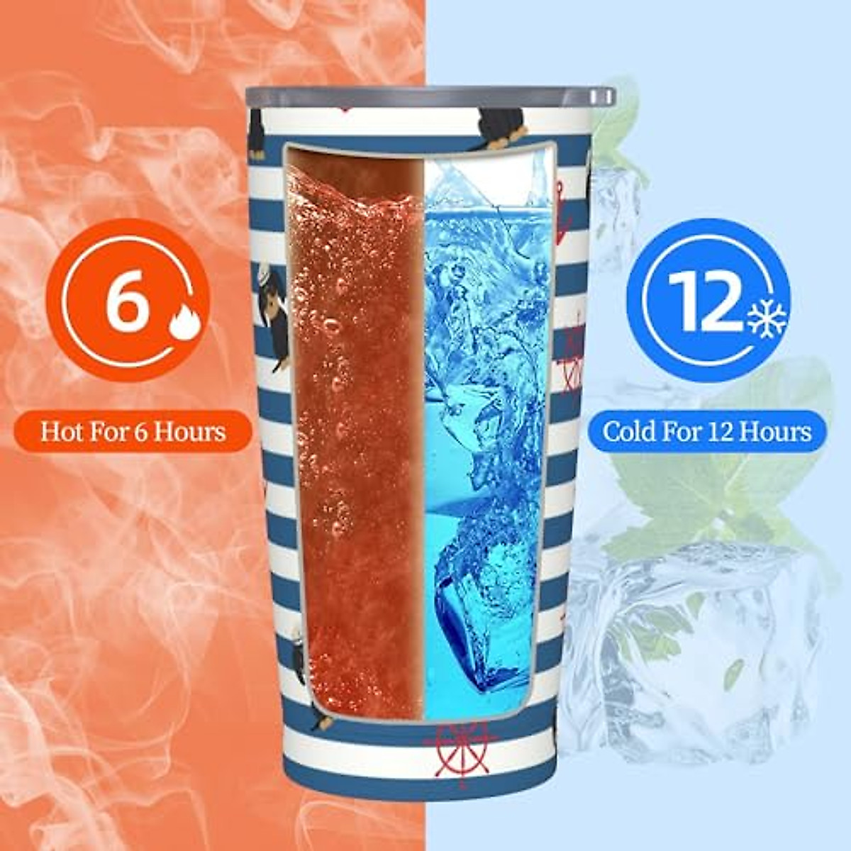 Yaxongx 20oz Tumbler Dogs Navy Double Wall Vacuum Insulated Coffee Mug with Lid and Metal Straw Brush Reusable Stainless Steel Water Bottle Travel Cup Gifts for Car Ice Drinks Hot Beverage
