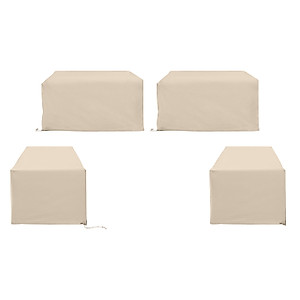 Crosley Furniture Patio Furniture Covers, Waterproof 4-Piece Cover Set for Outdoor Sectional Sofa Sets, Tan