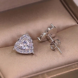 Earrings for Women Heart Crystal Studs Earring Women's Heart Dazzling Jewelry Gifts for Her One Size