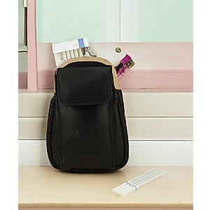 Leatherboss Leather Kiss Lock Pick-me-up Large Cigarette Money Make Up Holder Purse with Phone Case Black