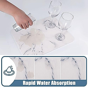 Stone Dish Drying Mat For Kitchen Counter - Diatomite Stone Dish Drying Mat, Quick Drying Non-Slip Heat Resistant Hard Diatomaceous Mat for Dishes Baby Bottles and Dish Drainer Rack (15.7x11.8 Inch)