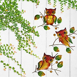 JFRISING Metal Owl Wall Art Decor Outdoor Indoor Hanging Wall Sculpture Decorations for Home Garden Bedroom Living room Bathroom , 3 Pack