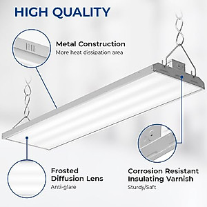 CINOTON 2FT 105W LED Shop Light with 14175LM,0-10V Dimmable Linear High Bay Lighting with 5000K,120-277V 135LM/W Commercial Hanging Lights for Garage Office Warehouse Workshop Factory UL Listed