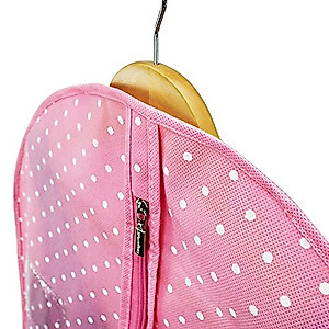 HANGERWORLD Pink Polka Dot Suit and Dress Garment Bags for Storage - 45inch x 22inch - Breathable Clothes Covers Protecting Dusts Closet Storage
