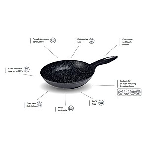 Zyliss E980107 Ultimate Non-Stick 2 x Frying Pans Set, 20cm/8in and 28cm/11in, Forged Aluminium, Black, Rockpearl Plus Non-Stick Technology, Suitable for All Hobs Including Induction