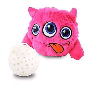 Petbobi Interactive Dog Toys Monster Active Ball for Dogs with Batteries, Self Moving Balls and Plush Cover for Small & Medium Dogs to Chase, Dog Toy Squeaky Crazy Bouncer Ball, Pink Bobby