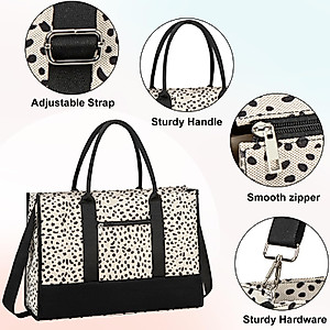 LOIDOU Laptop Tote Bag for Women 15.6 inch Canvsa Work Tote Bag Computer Bag Large Capacity Teacher Handbag Shoulder Bag