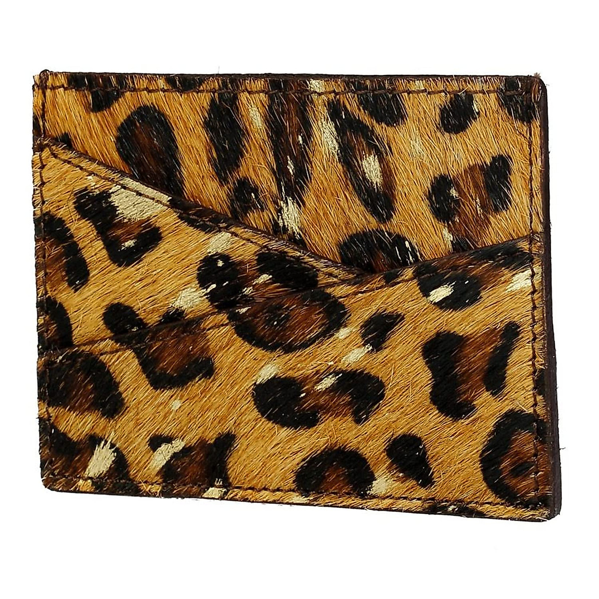 Cheetah Print Faux Fur with Gold Tone Accents Credit Card Holder for Women, Cute Minimalist Holders for Cards and Money, Small Wallets for Purse, 3 x 4 Inches