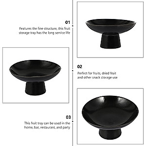DOITOOL Fruit Bowl for the Counters, Ceramic Fruit Berry Bowl Plate, Decorative Fruit Dish Holder Dessert Display Stand for Kitchen Counter Centerpiece Table Decor Serving Fruit Tray (Black)
