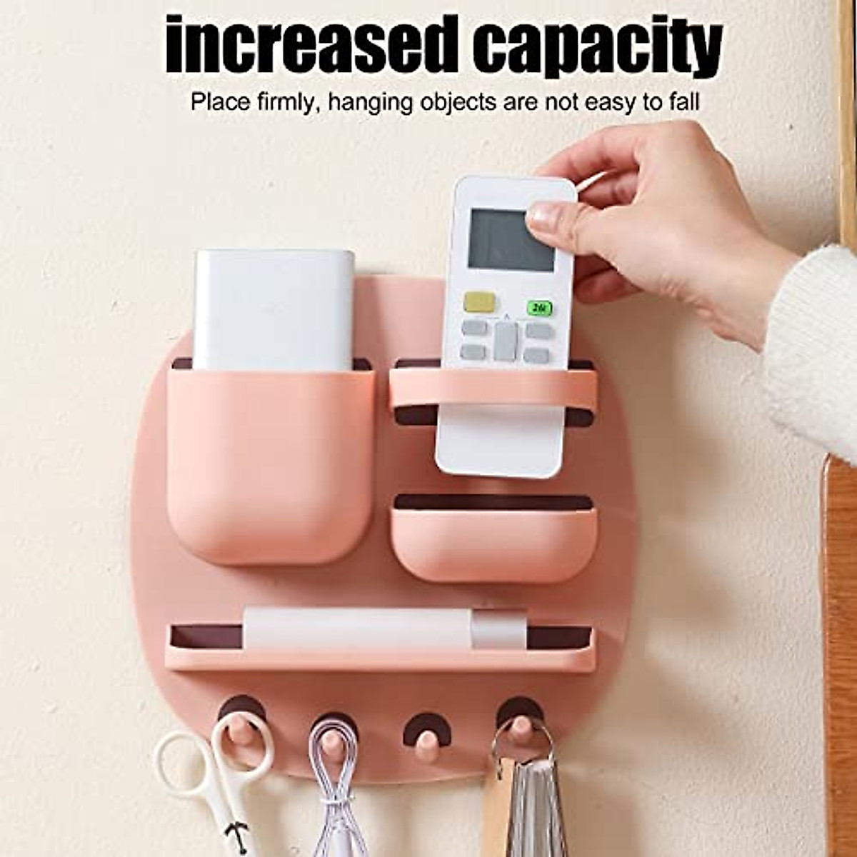 HERCHR Wall Mount Shelf Accessories Organizer Self-Stick Bedside Storage Organizer for Earphone, Cell Phone Next to Bed & Table Dorm(pink)