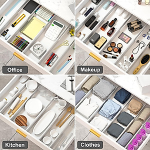 HiYZ Expandable Drawer Dividers - 12.6-22.8'' Adjustable Drawer Divider Organizers for Kitchen Utensils, Drawer Separators in Bedroom, Dresser, Office, Bathroom, Fridge, 3 Pack Long Dividers-Gray