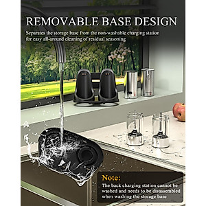 [Upgraded Larger Capacity]Electric Salt and Pepper Grinder Set Tomentific, Automatic Pepper Mills with Easy-to-Carry Dual Charging Station and Adjustable Coarseness, LED Light, Stainless Steel