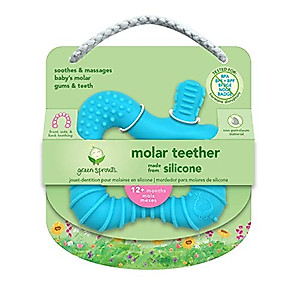 green sprouts Molar Teether made from Silicone | Soothes & massages baby's molar gums & teeth | Soft, flexible silicone eases pain, Easy to hold, gum, & chew, 1 Count (Pack of 1)