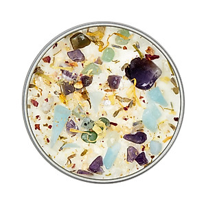 Mermaid's Kiss Candle by New Moon Beginnings - Ocean Candle - Mermaid Candle - Dried Flower, Herb, & Crystal Candles - All Natural Soy Candle - Sweet & Citrus - 8oz Tin