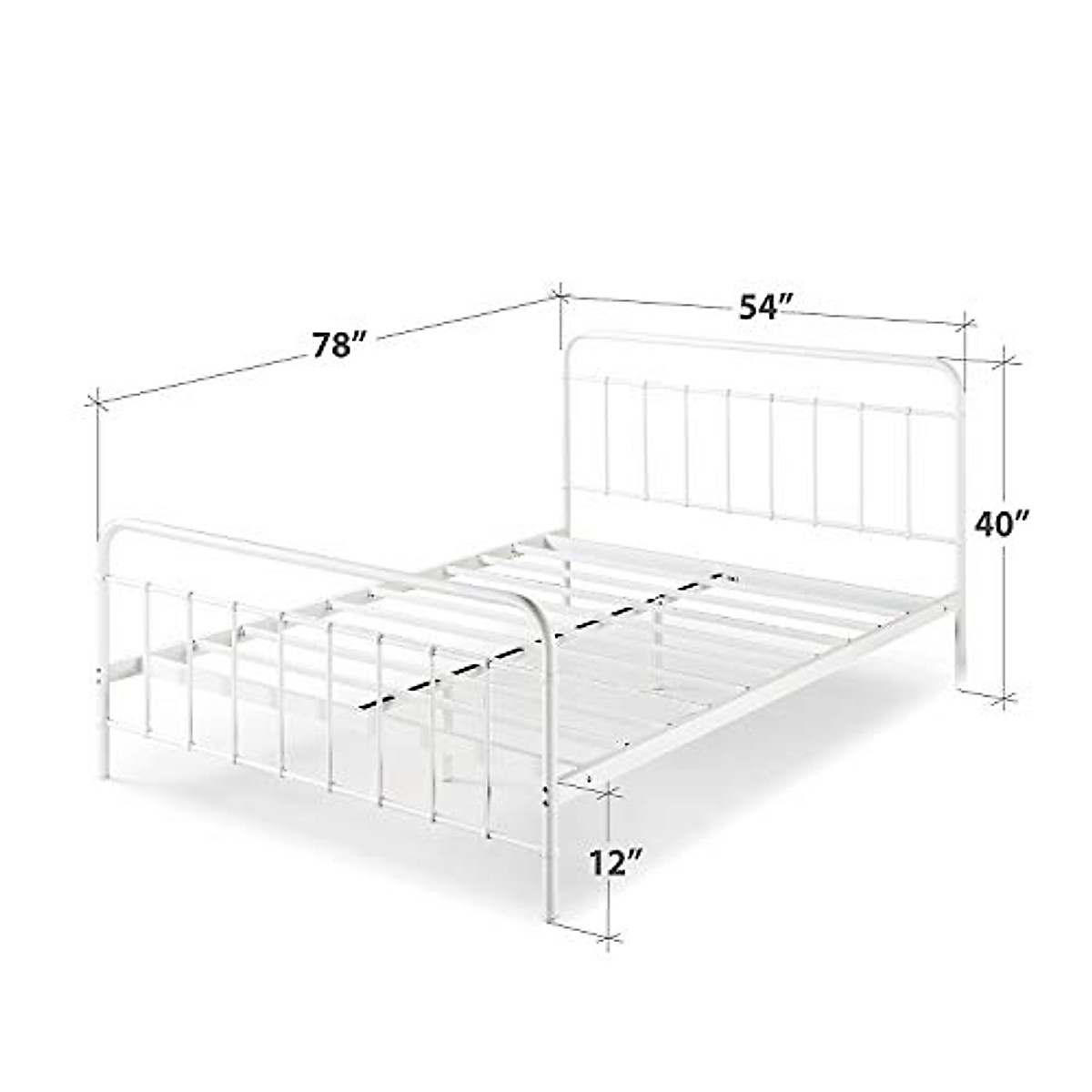 ZINUS Florence Full Panel Metal Platform Bed Frame / Mattress Foundation / No Box Spring Needed / Easy Assembly, White, Full