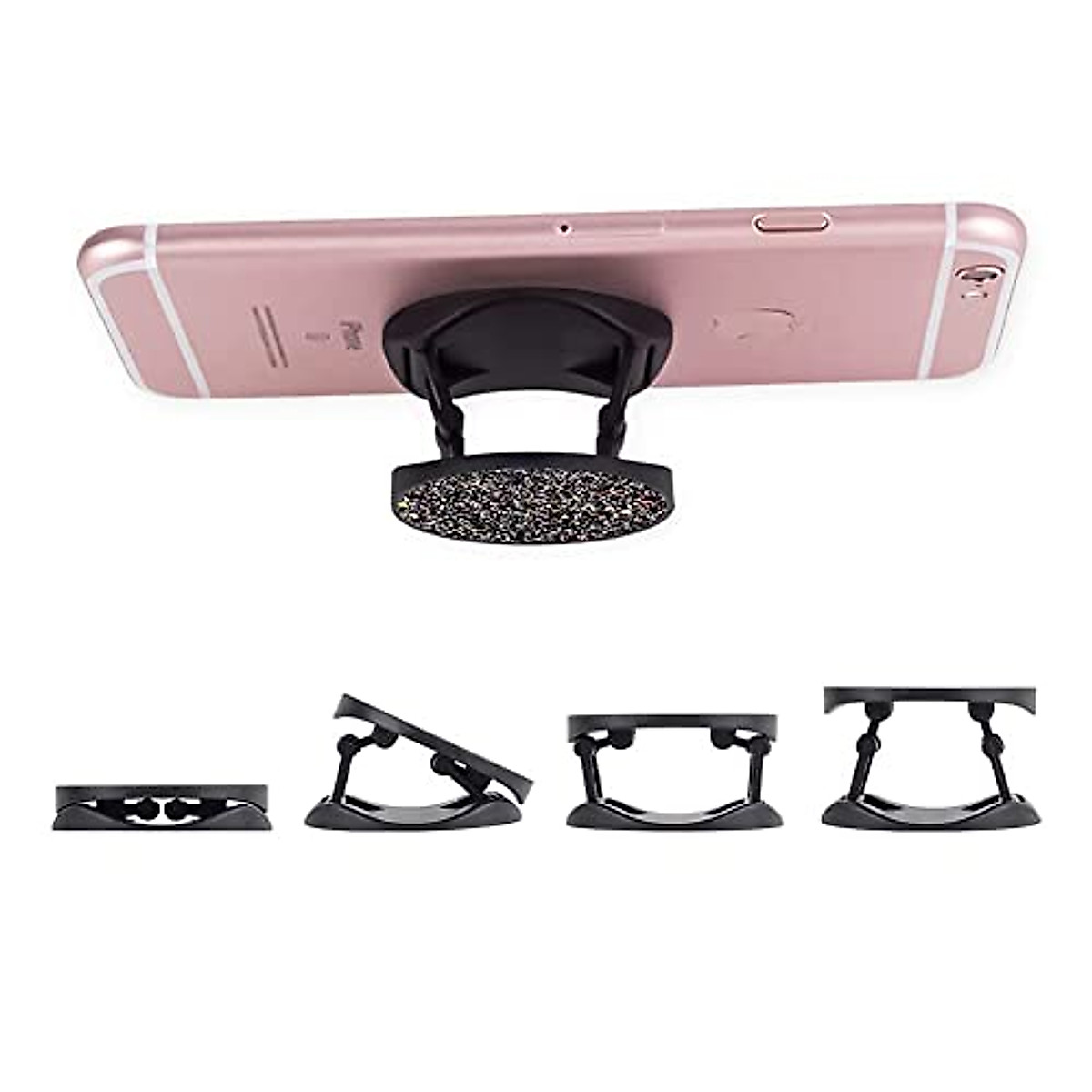 DaBuBu New Version Phone Holder 3 Pack Black Purple Pink Glitter Art Expanding Grip Stand Finger Holder for Smartphone and Tablets