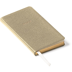 Graphic Image 2023 Pocket Datebook Planner Journal, Genuine Leather, Bound in The USA, 6", White Gold