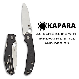 Spyderco Kapara Specialty Folding Pocket Knife with 3.58" CPM S30V Premium Stainless Steel Blade and Black Carbon Fiber Handle - PlainEdge - Everyday Carry - C241CFP