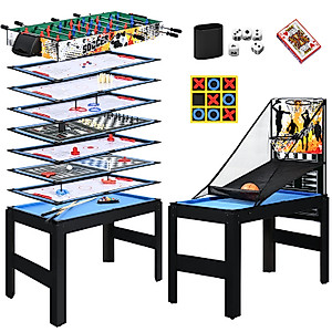 RayChee 15-in-1 Multi Game Table Set, Combo Game Tables w/Foosball, Hockey, Pool, Ping Pong, Basketball, Chess, Bowling, Shuffleboard for Home, Game Room, Friends & Family