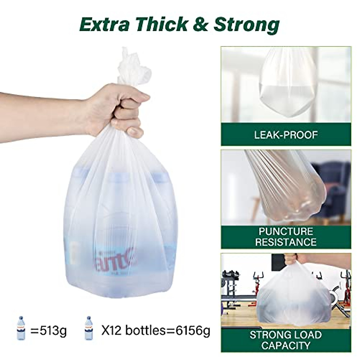1.2 Gallon Small Trash Bags Biodegradable-Inwaysin 180 Counts Mini Trash Bags, Unscented Small Garbage Bags, Waste Basket Liners for Kitchen, Bathroom, Bedroom, Office, Camping