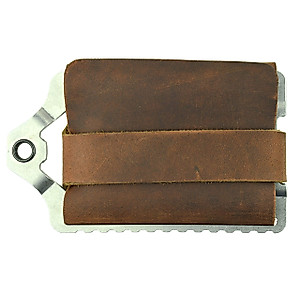 Trayvax Element Wallet, RFID Front Pocket Credit Card Holder with Money Clip, Minimalist Slim Leather Metal Wallet for Men and Women, Raw Mississippi Mud